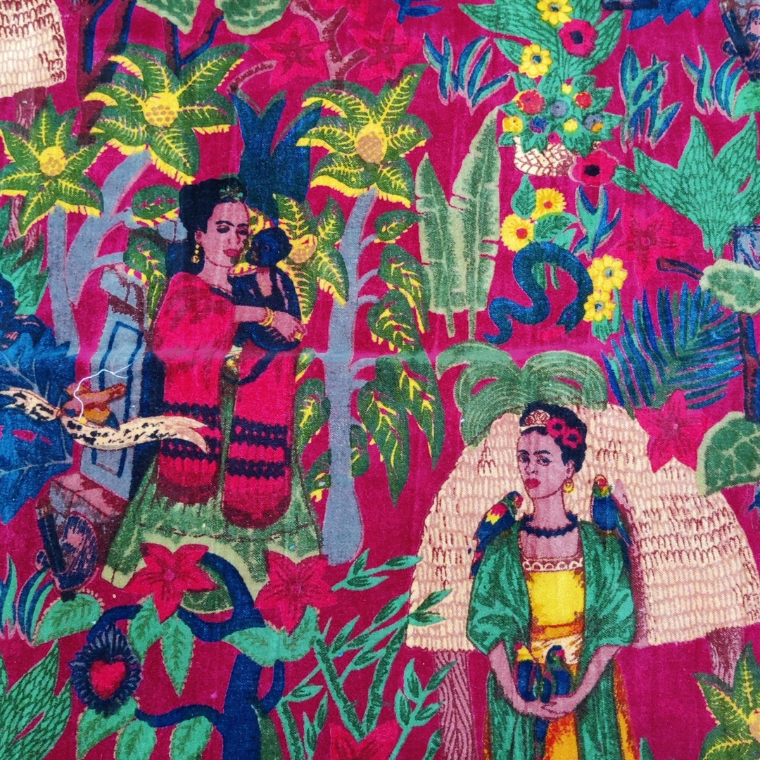 Velvet Fabric Frida Kahlo for Upholstery-red - Etsy