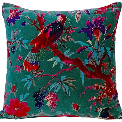Birds of Paradise Velvet Cushion Cover Magenta OFMD - Etsy
