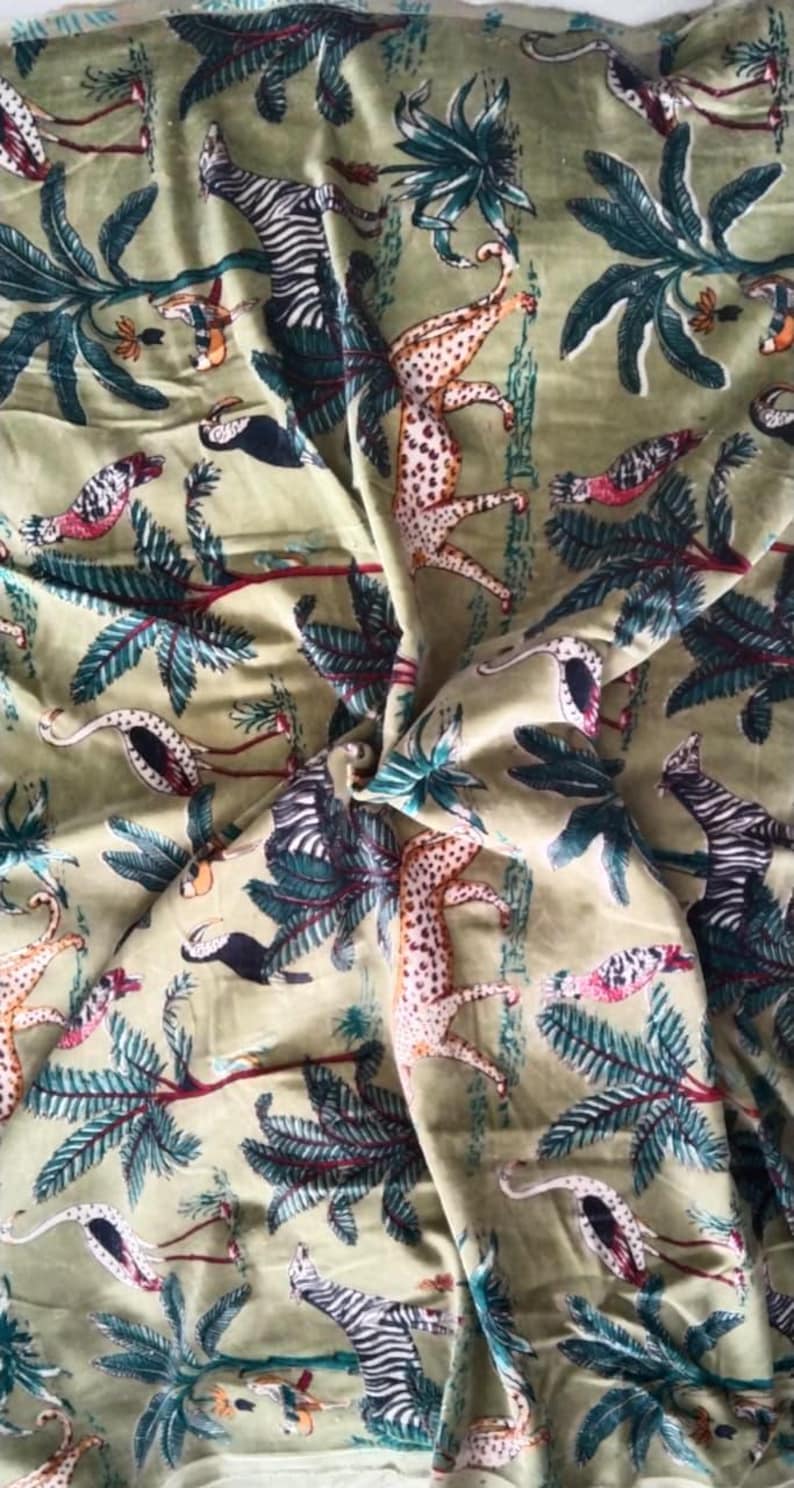 Jungle Print Velvet Fabric for Upholstery- Olive Green - Etsy