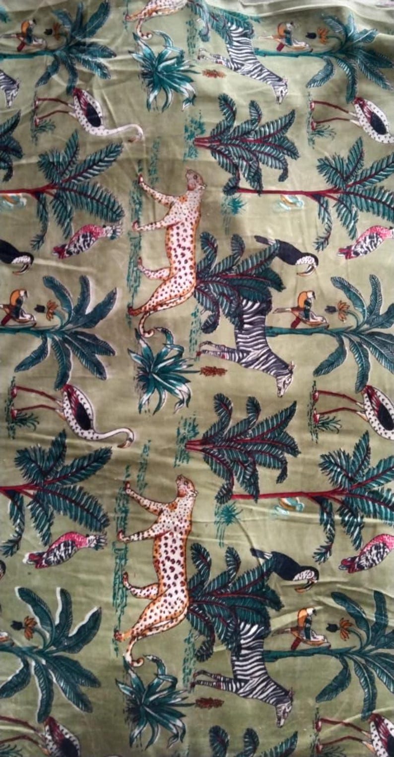Jungle Print Velvet Fabric for Upholstery- Olive Green - Etsy