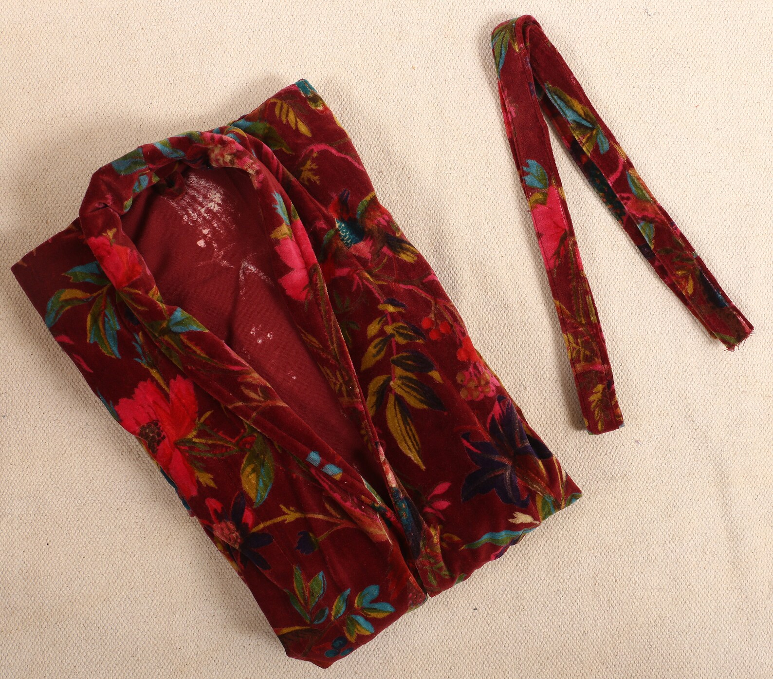 Cotton Velvet Kimono /robe/lounge Wear Birds of Paradise - Etsy