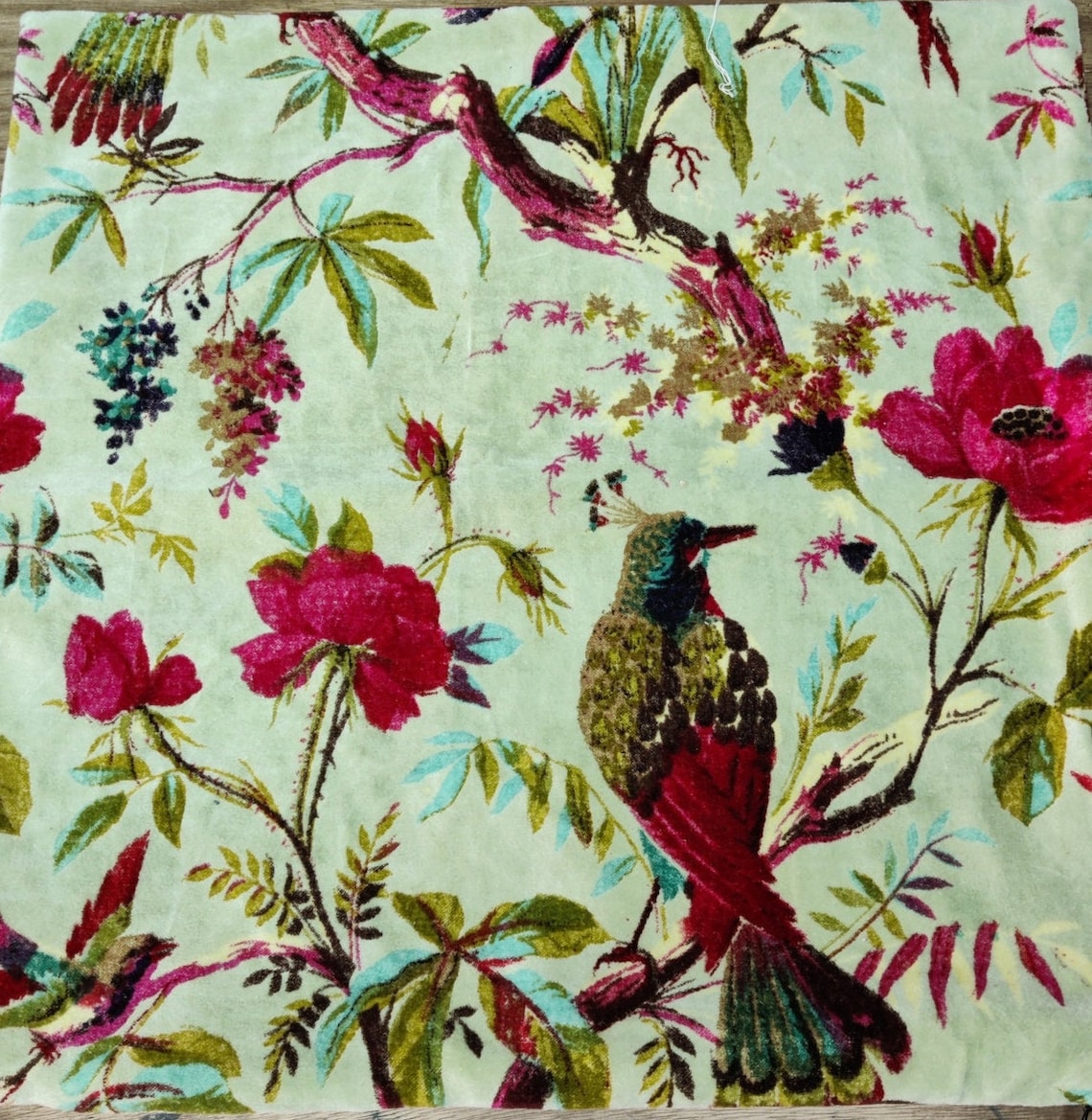 Cotton Velvet Fabric for Upholstery / DIY/ Dresses birds of - Etsy