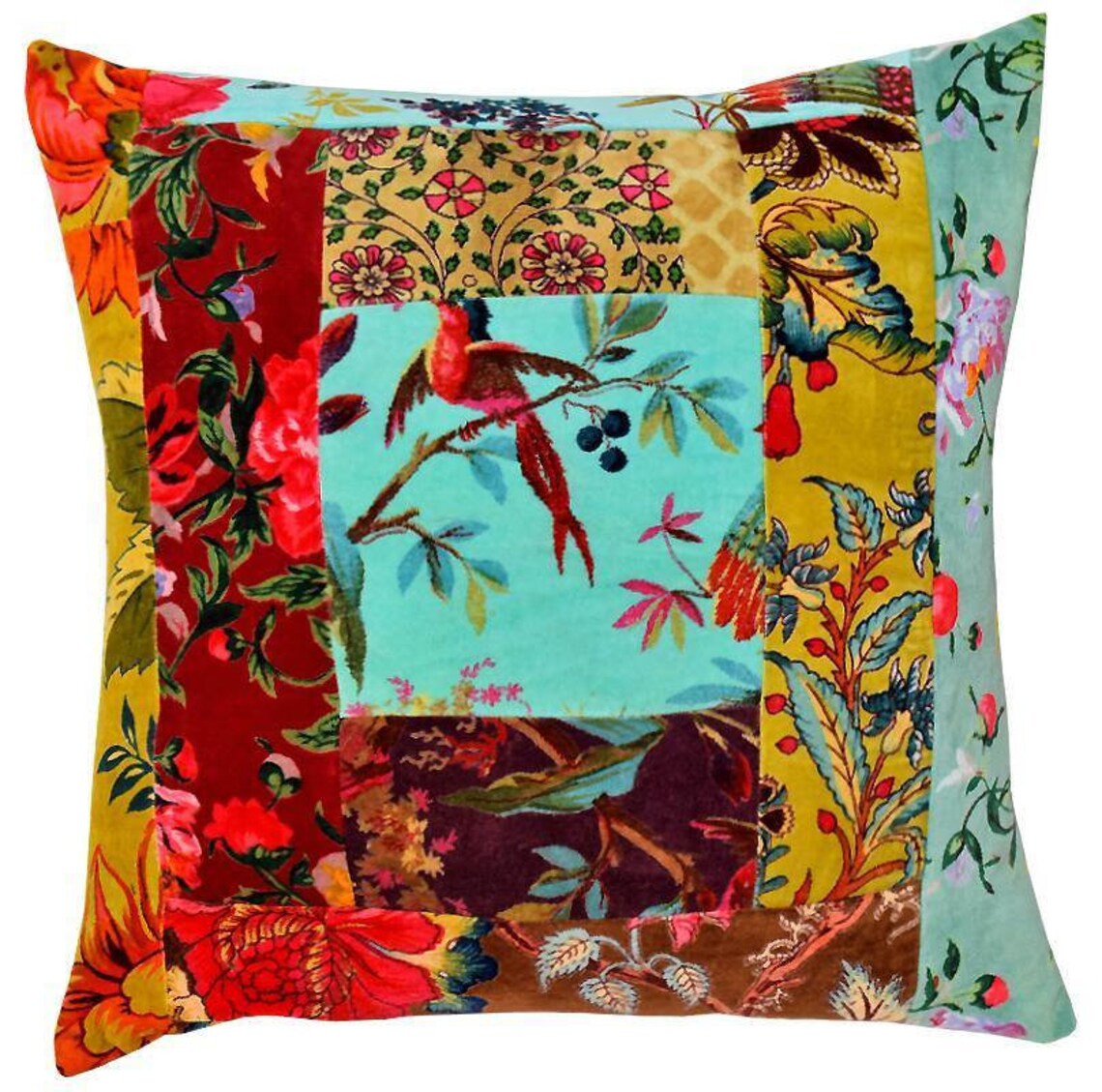 Floral Patchwork Velvet Cushion Cover - Etsy