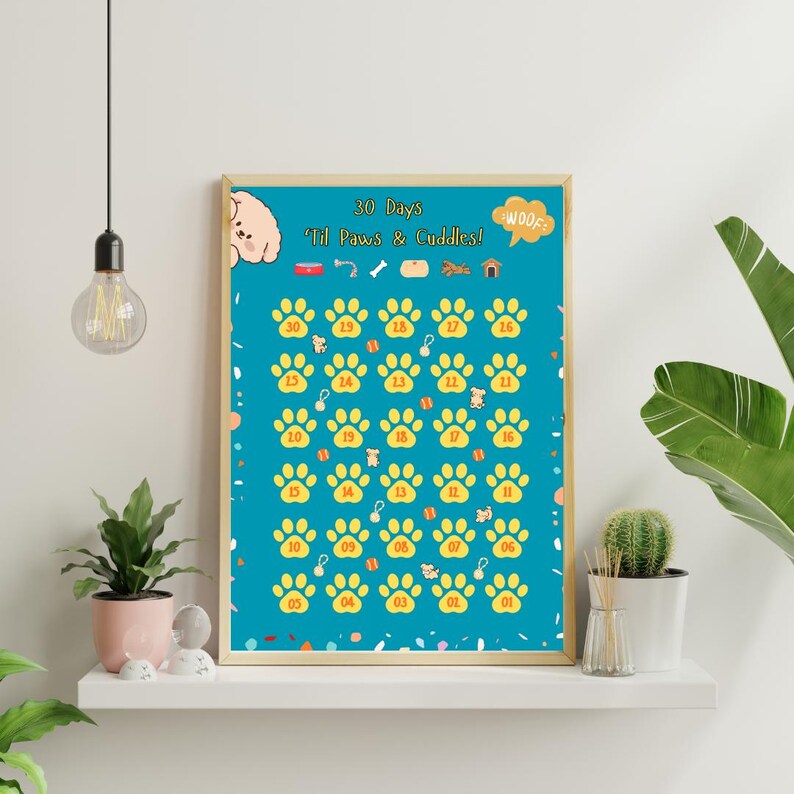 Dog Adoption Countdown Calendar: Printable Puppy Gotcha Day Gift ...