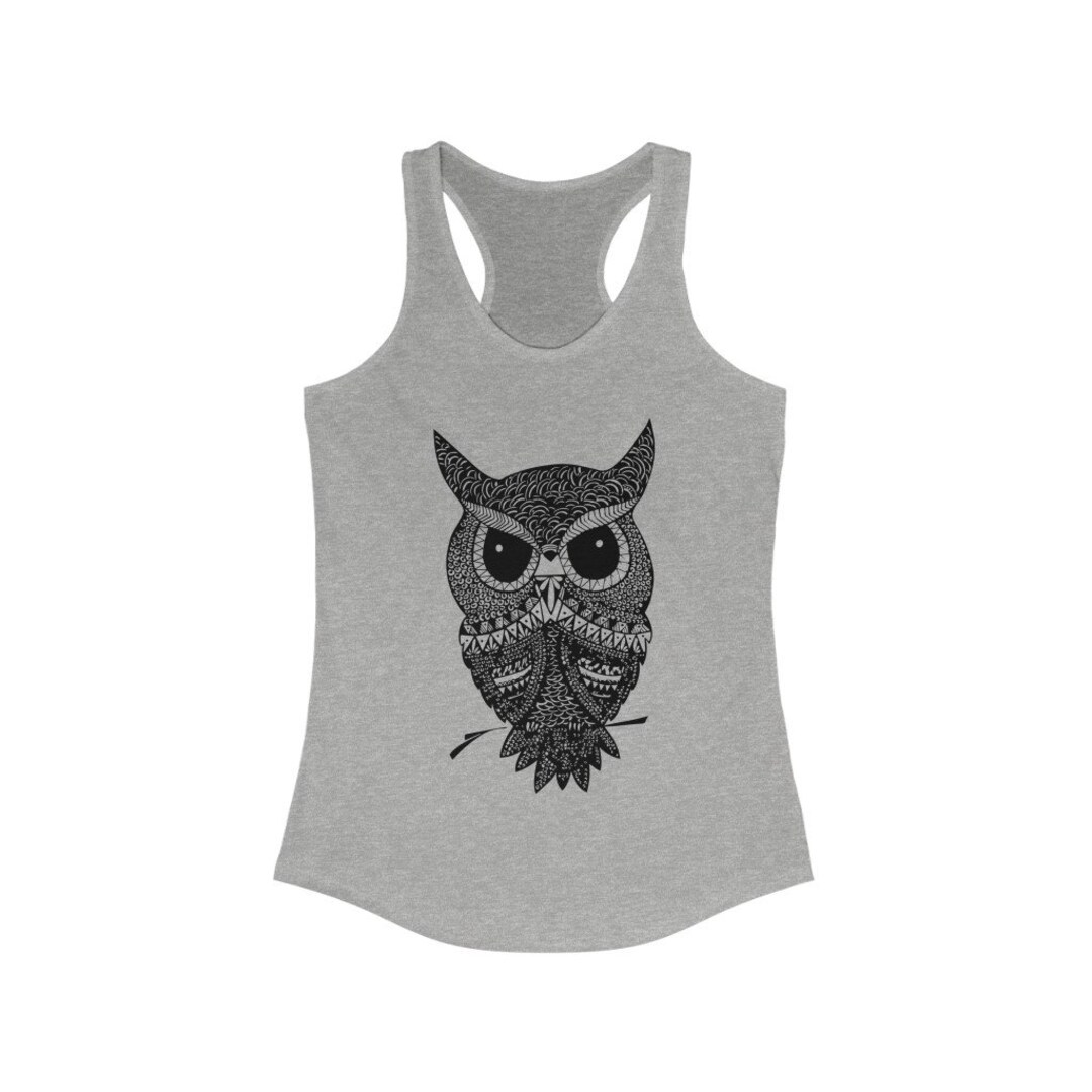 Owl Zentangle Doodle Tank Top - Owl Mandala Tank Top - Mandala Clothing ...