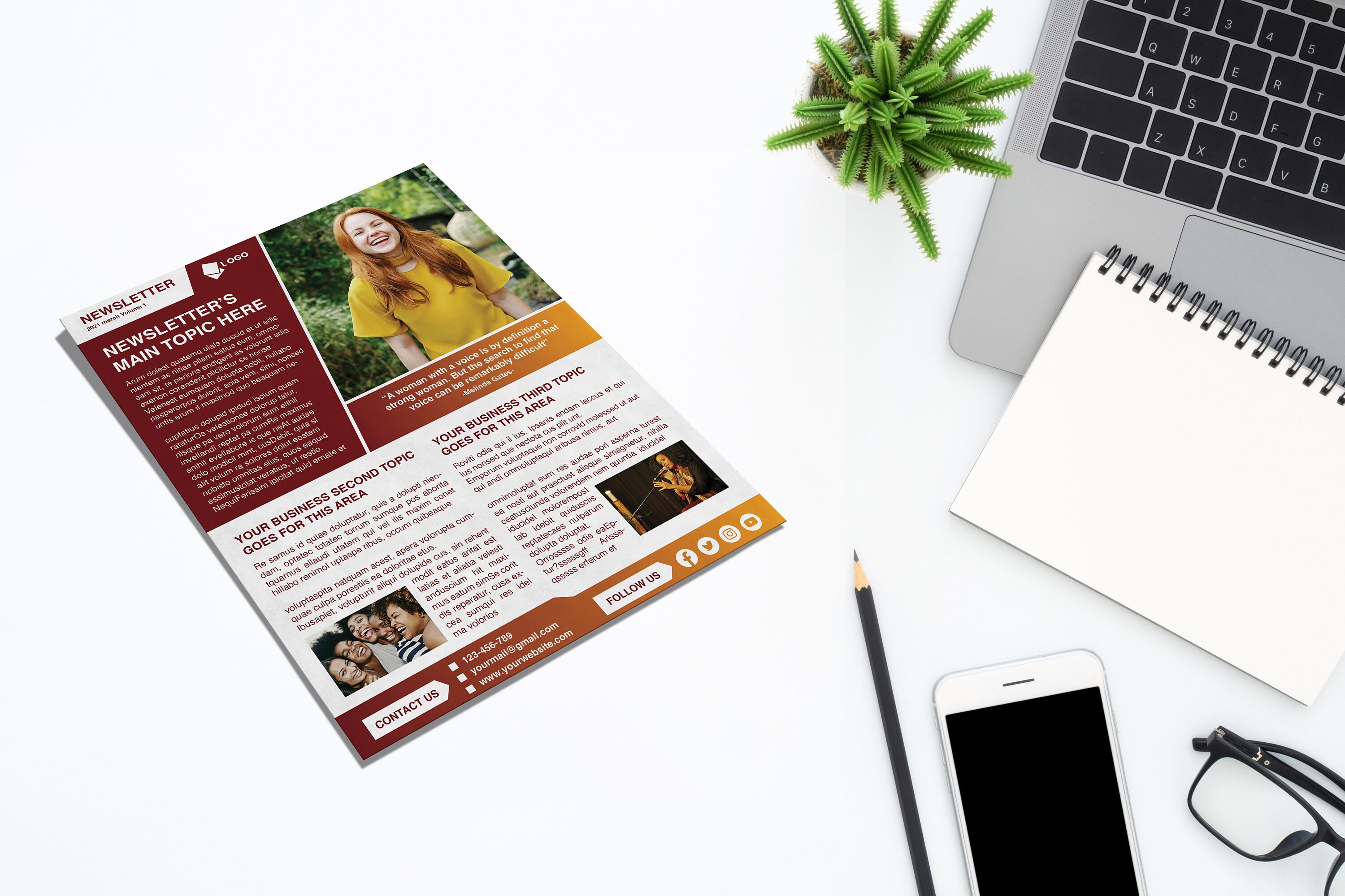 Reusable Newsletter Template ( 8.5 X 11 Size ) - Editable With MS Word ...