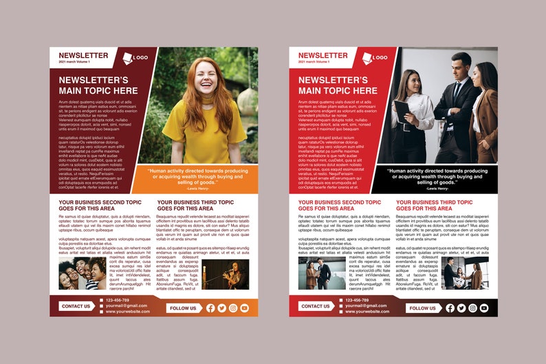 Reusable Newsletter Template ( 8.5 X 11 Size ) - Editable With MS Word ...