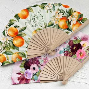Personalized Custom Wooden Fabric Fans Wedding Party Favors Gifts ...