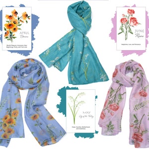 Birth Flower Scarf Birthday Gifts Women Unique Christmas Gifts Birth ...