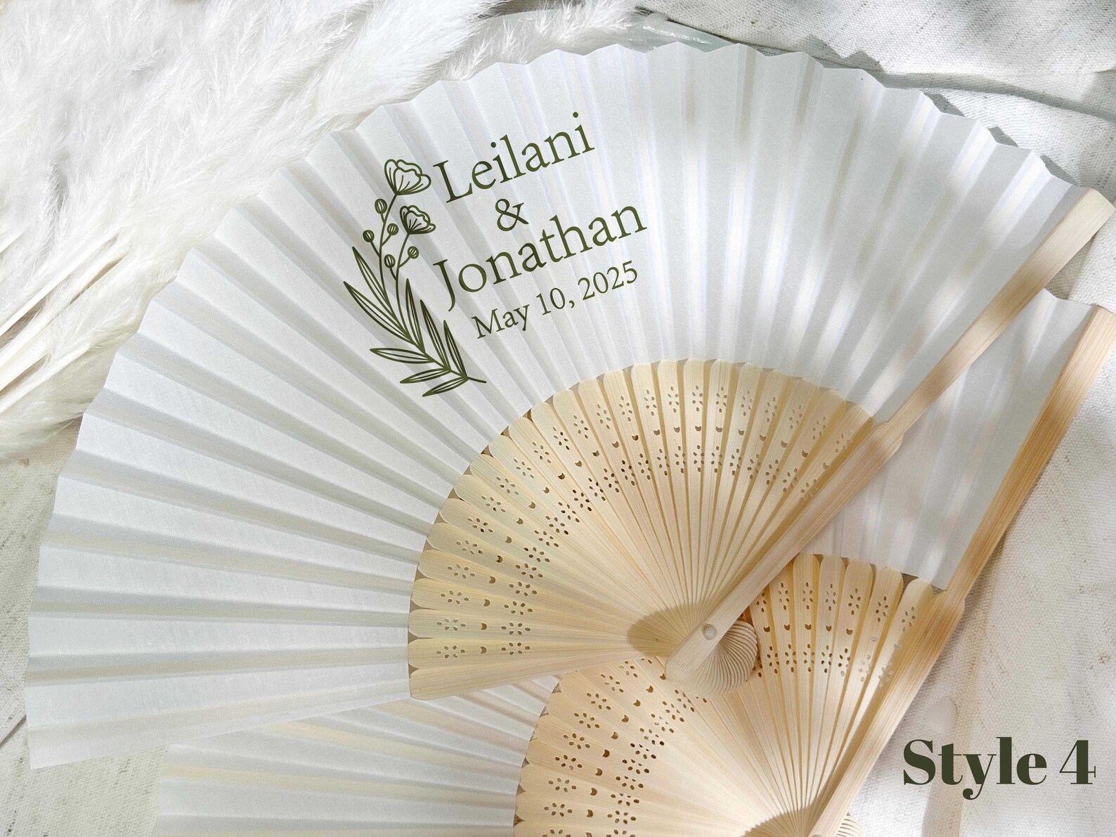 Personalized Hand Fans Printed Fabric White Fans Wedding Party Favors ...