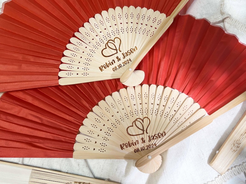 Personalized Engraved Hand Fans Custom Silk Cloth Fans Bulk Wedding ...