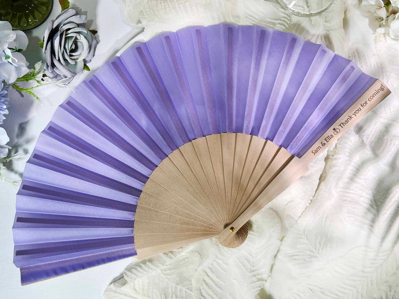 Personalized Custom Emerald Green Cloth Fans Engraved Printed Wooden ...
