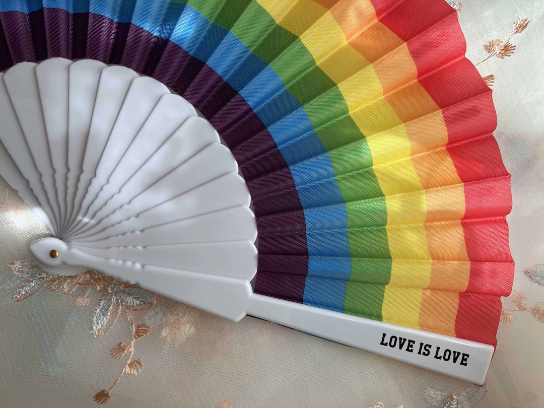 Personalized LGBT Fans Rainbow Printed Hand Fans Bisexual Folding Fans ...