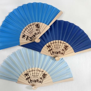 Personalized Engraved Wedding Hand Fans Custom Wooden Cloth Fabric Fans ...