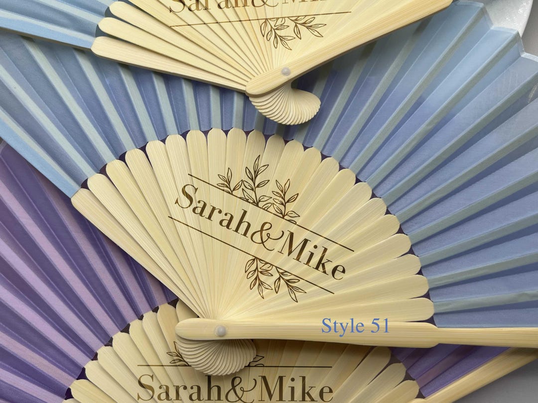 Personalized Engraved Hand Fans Custom Fabric Folding Fans Wedding Fans ...