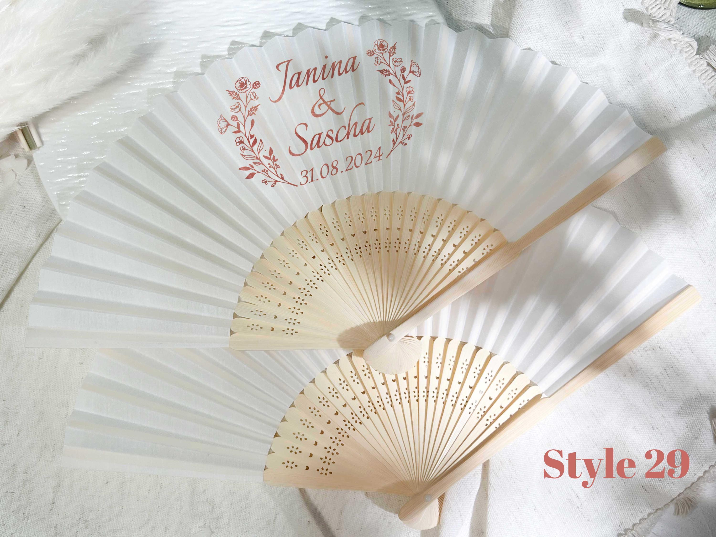 Personalized Hand Fans Printed Fabric White Fans Wedding Party Favors ...