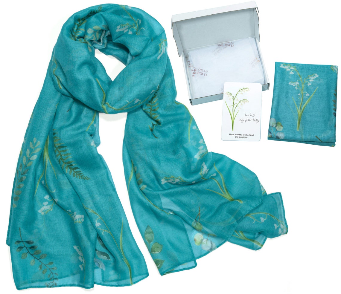 Birth Flower Scarf Birthday Gifts Women Lily of the Valley - Etsy