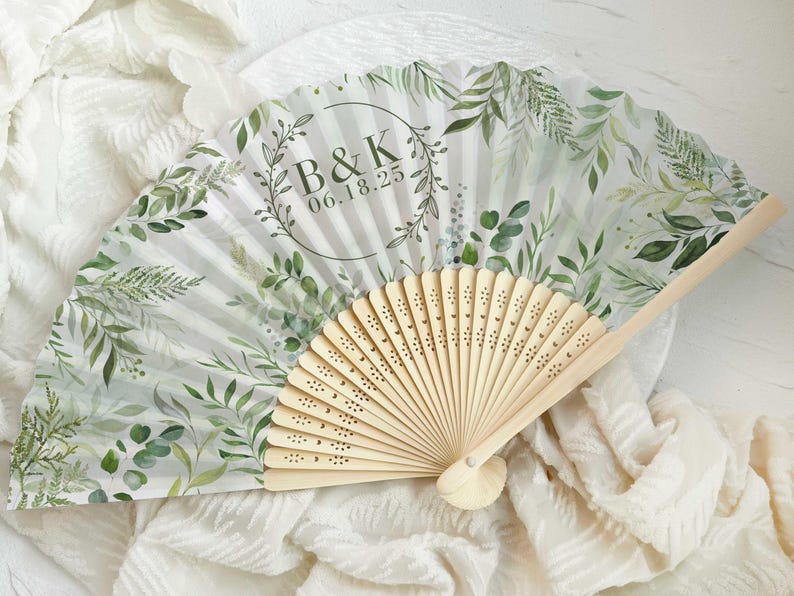 Personalized Hand Fans Custom Folding Fans Monogram Printed Floral ...