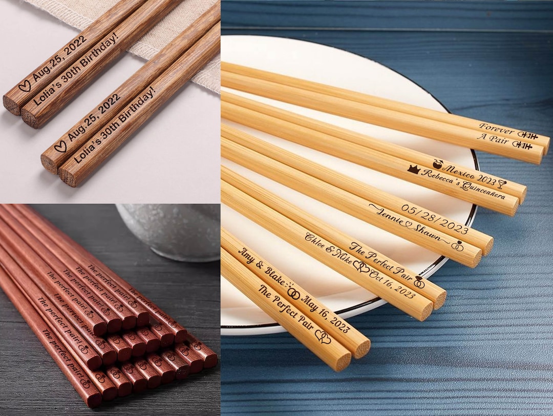 Personalized Engraved Chopsticks in Organza Bag Wedding Party Favors ...
