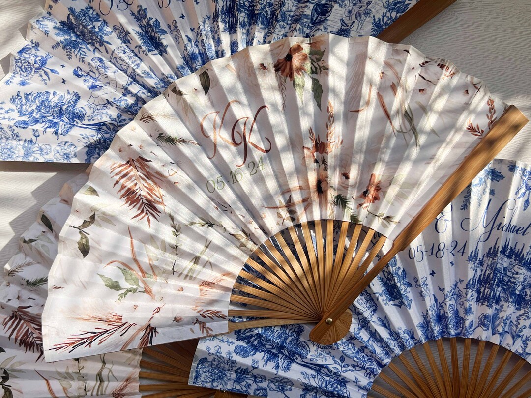 Personalized Custom Fabric Fans Wedding Party Favors Gifts Guests Bulk ...