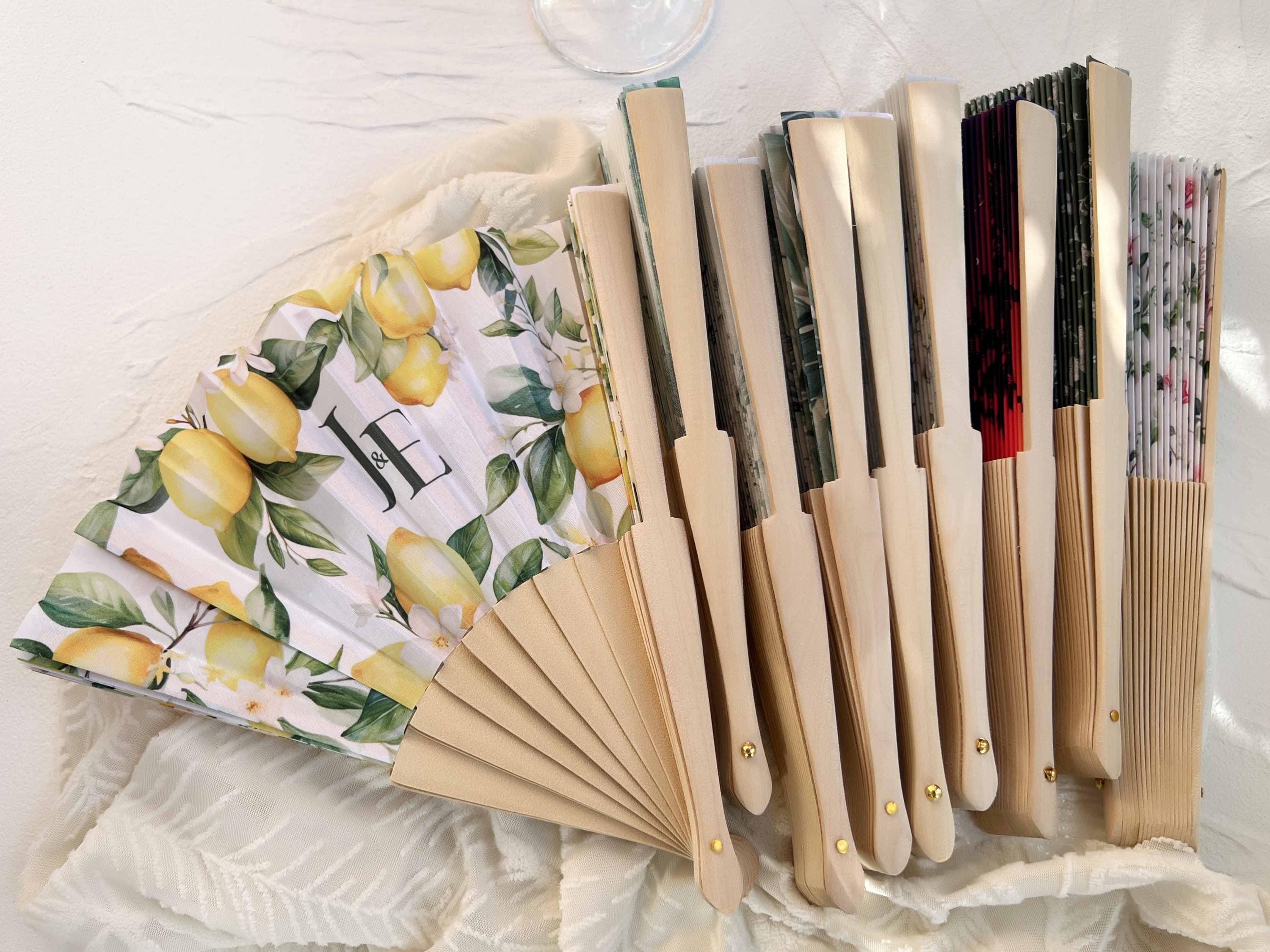 Personalized Lemon Fans Custom Folding Hand Fans Bulk Printed Wooden ...
