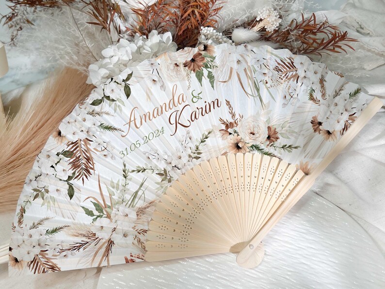 Personalized Hand Fans Custom Folding Fans Monogram Printed Floral ...