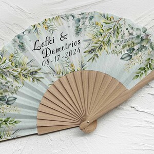 Wedding Party Favors Gifts Guests Personalized Wooden Fabric Fans Bulk ...