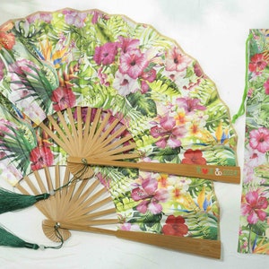 Sage Fabric Fans & Bags Set Personalized Custom DIY Cloth Fan Tassels ...