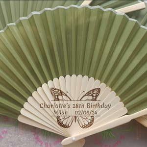 Personalized Custom Sage Green Fabric Fans Wedding Party Favors Gifts ...