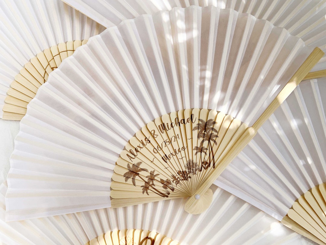 Personalized Custom Fabric Fans Wedding Party Favors Birthday ...