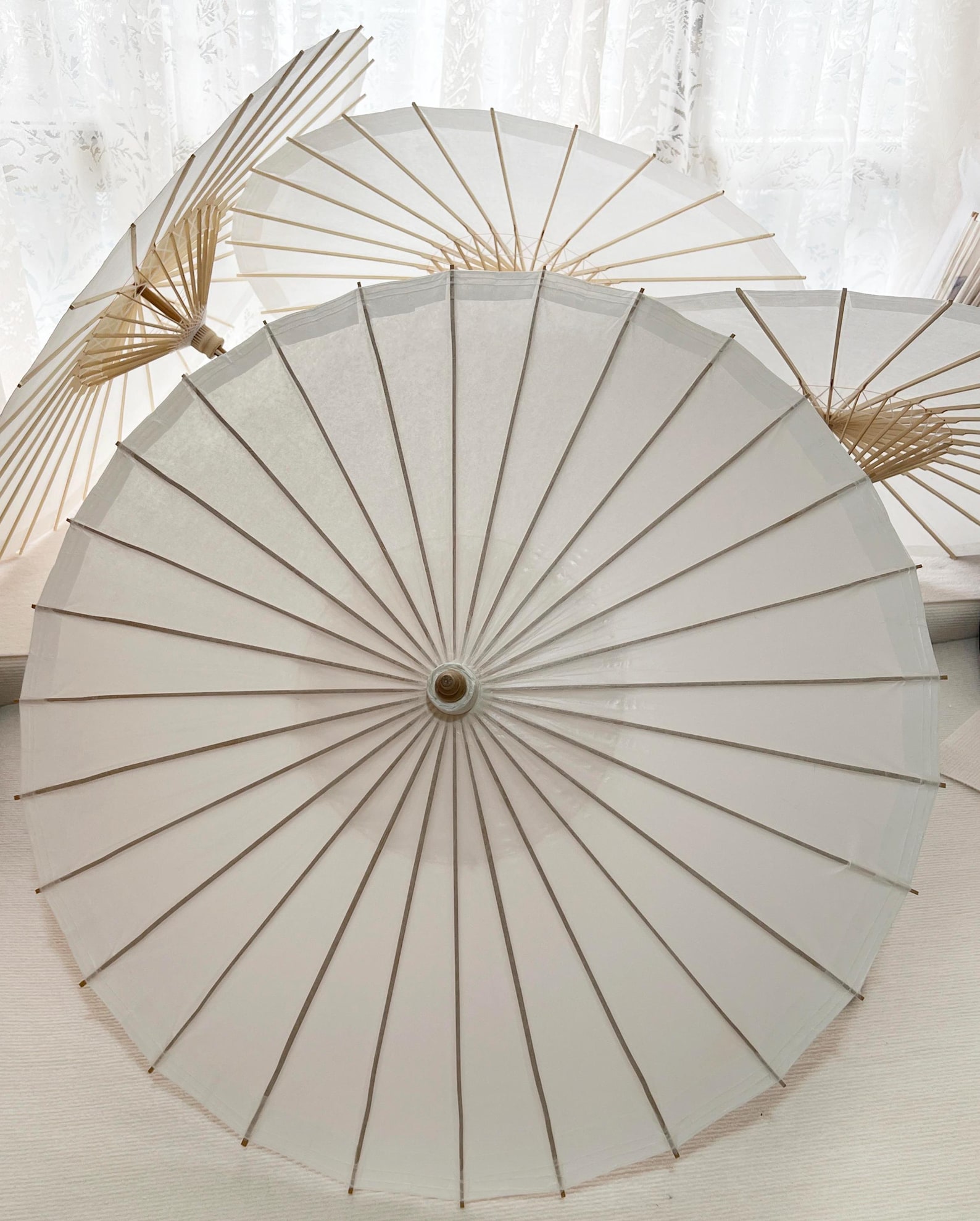 Personalized Handmade Custom White Parasols Wedding Umbrella Floral Sun ...