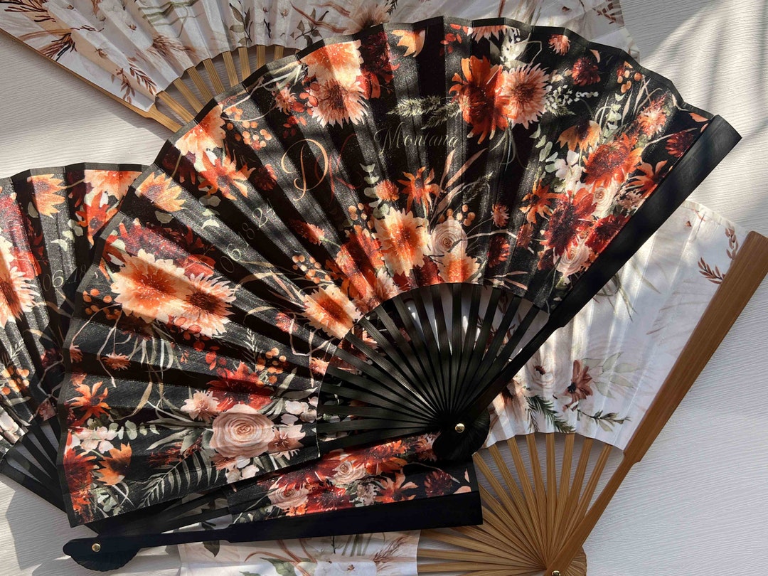Personalized Custom Fabric Fans Wedding Party Favors Gifts Guests Bulk ...