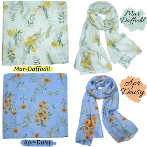 Birth Flower Scarf Birthday Gifts Women Personalized Custom Name ...
