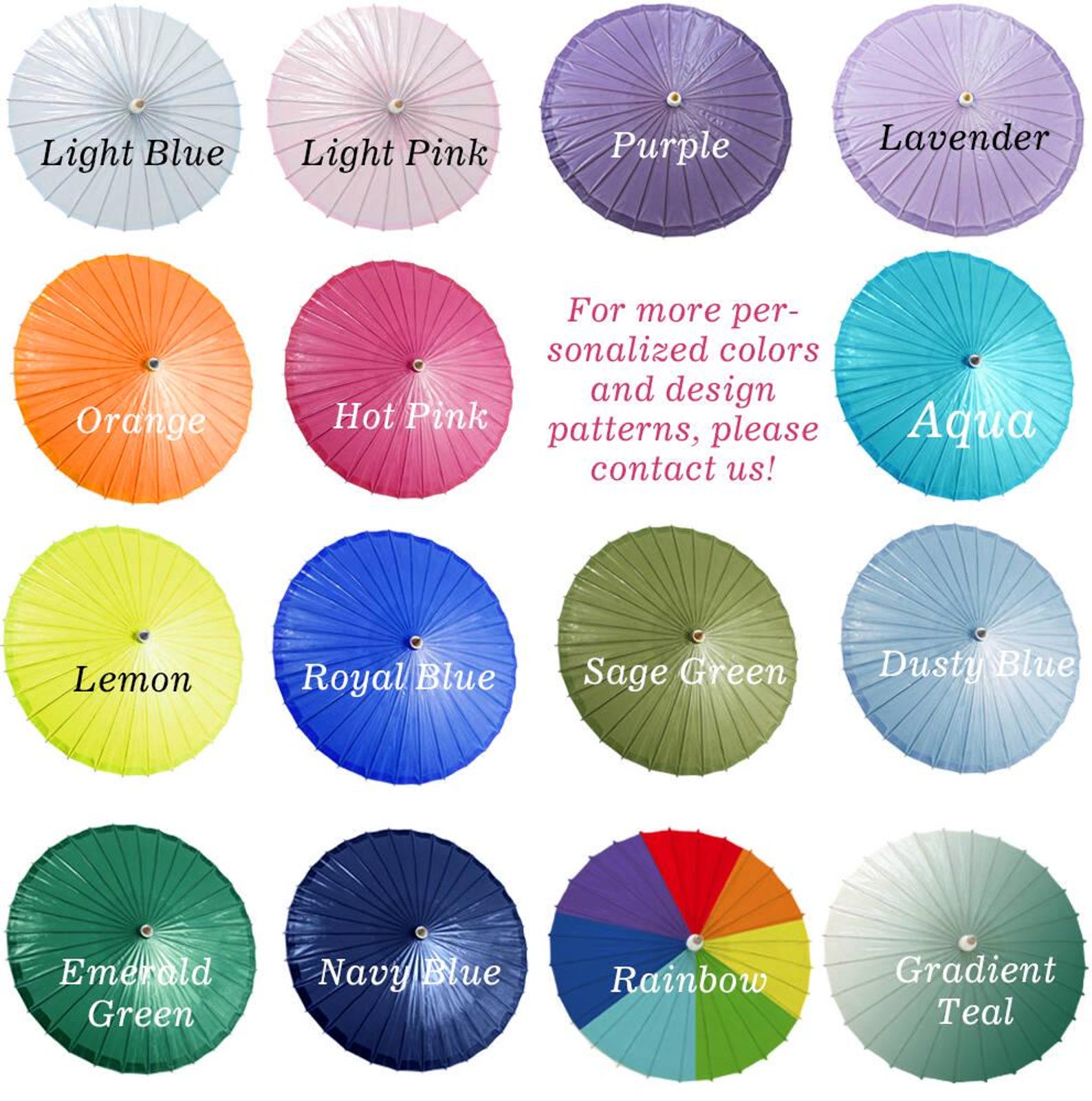 Personalized Handmade Custom White Parasols Wedding Umbrella Floral Sun ...