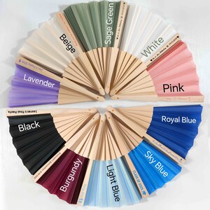 Personalized Custom Sage Green Wooden Fabric Fans Wedding Party Favors ...