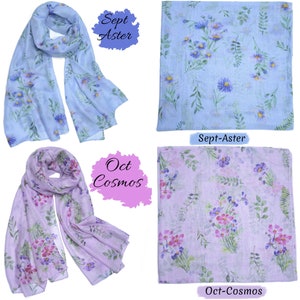 Birth Flower Scarf Birthday Gifts Women Personalized Custom Name ...