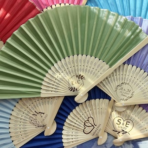 Personalized Custom Hand Fans Wedding Party Favors Frabic Fans Bulk ...
