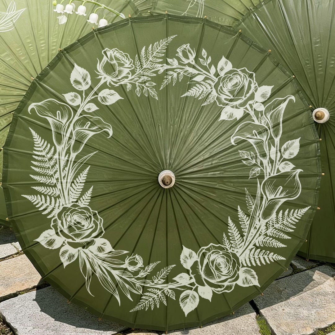 Personalized Custom Parasols Wedding Party Favors Monogram Floral ...
