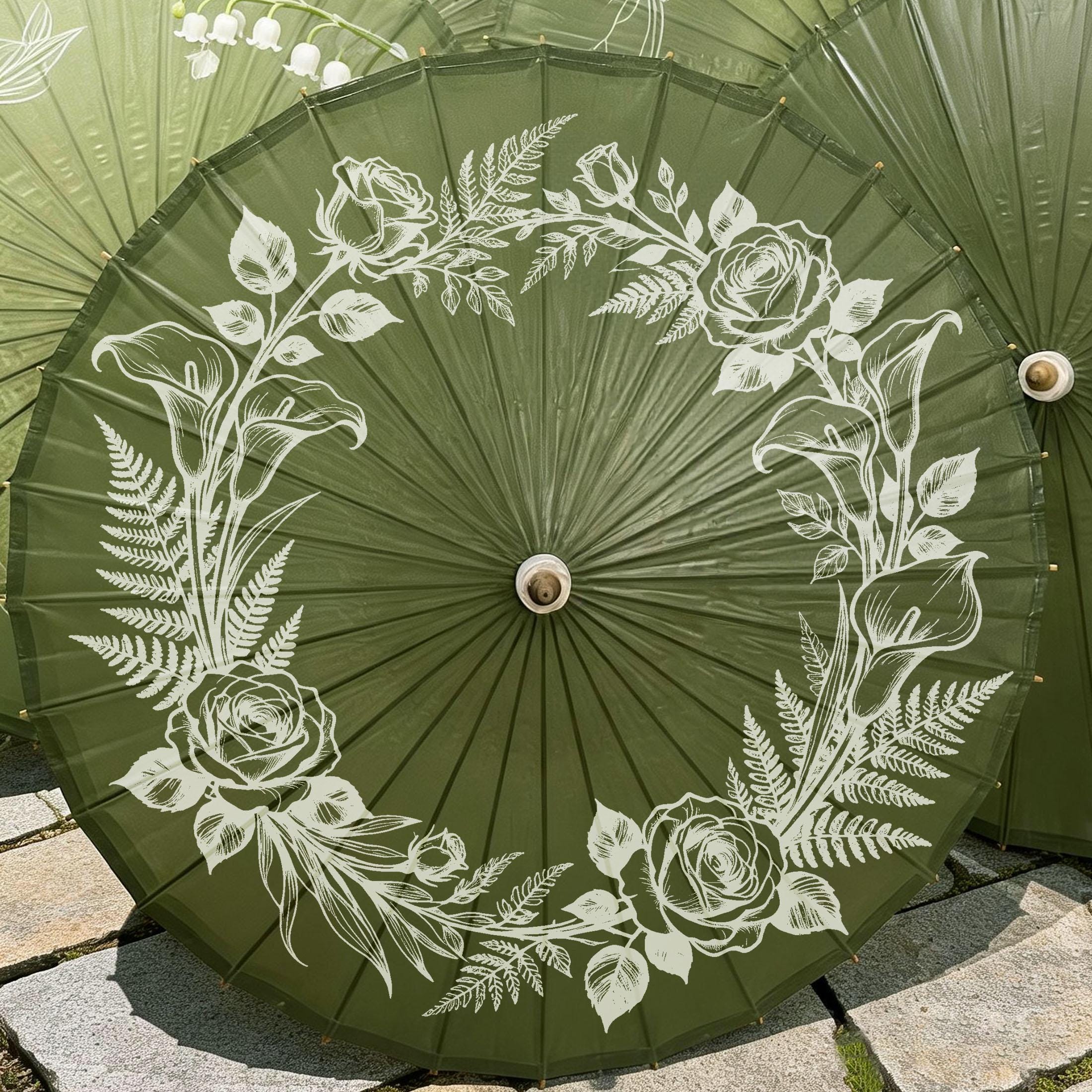 Personalized Custom Parasols Wedding Party Favors Monogram Floral ...