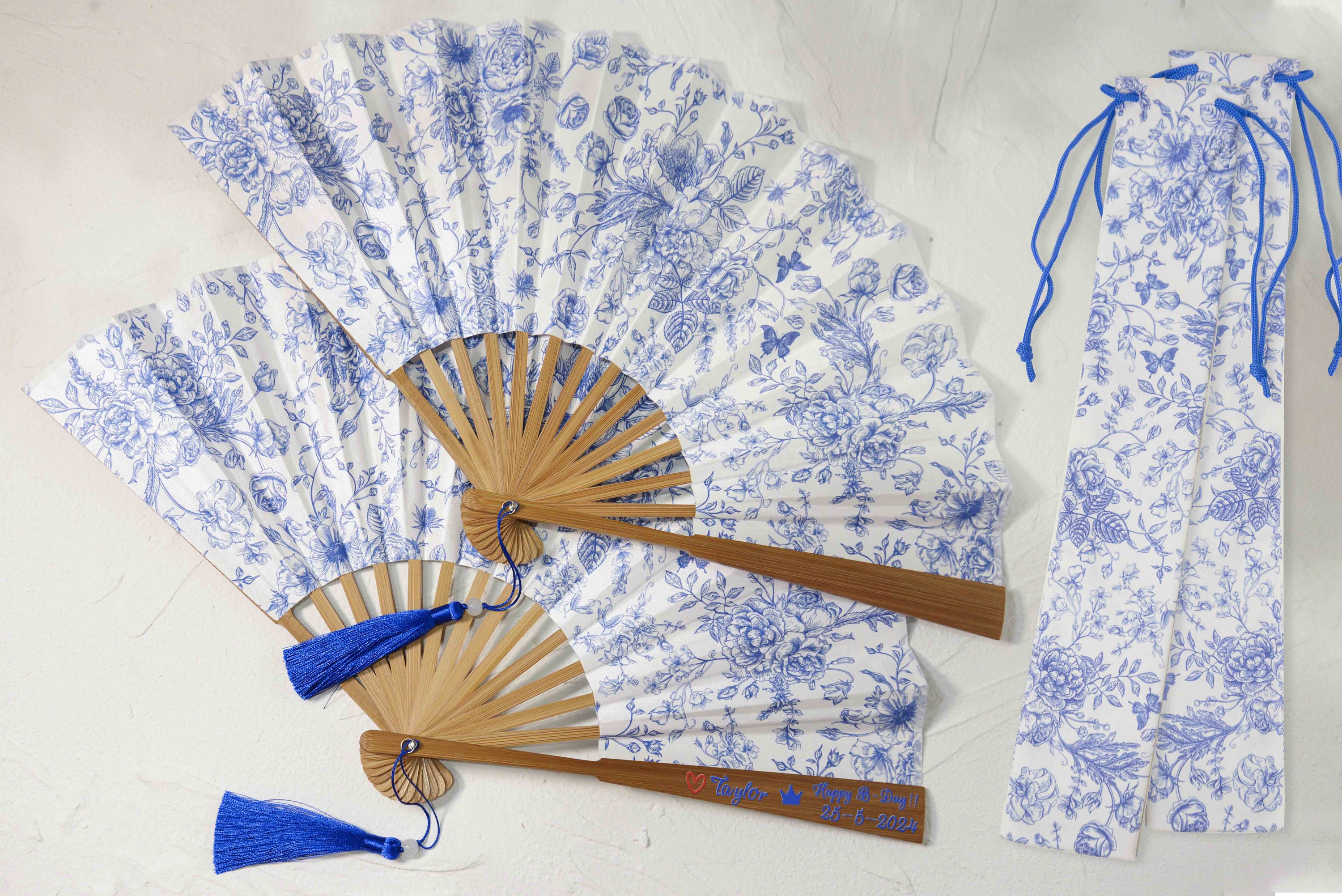 Sage Fabric Fans & Bags Set Personalized Custom DIY Cloth Fan Tassels ...