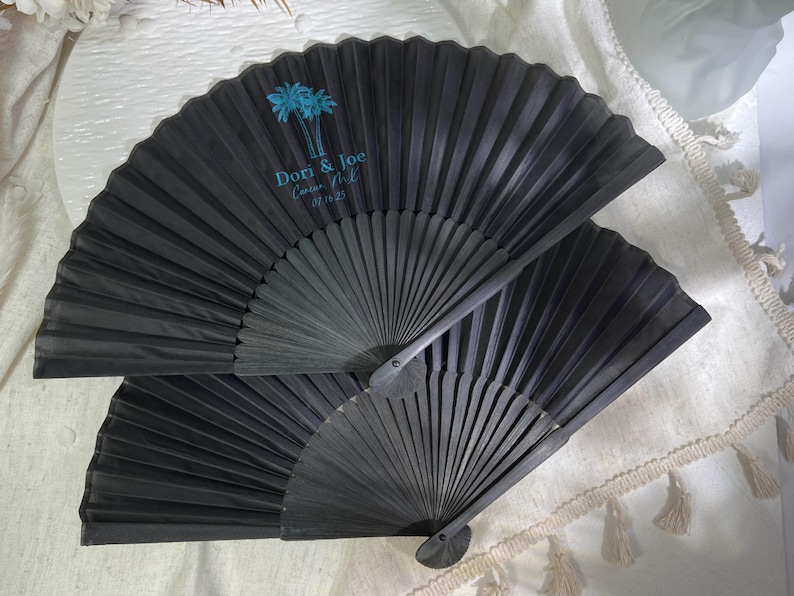 Personalized Black Handheld Fans Wedding Hand Fans Bulk Party Favors ...