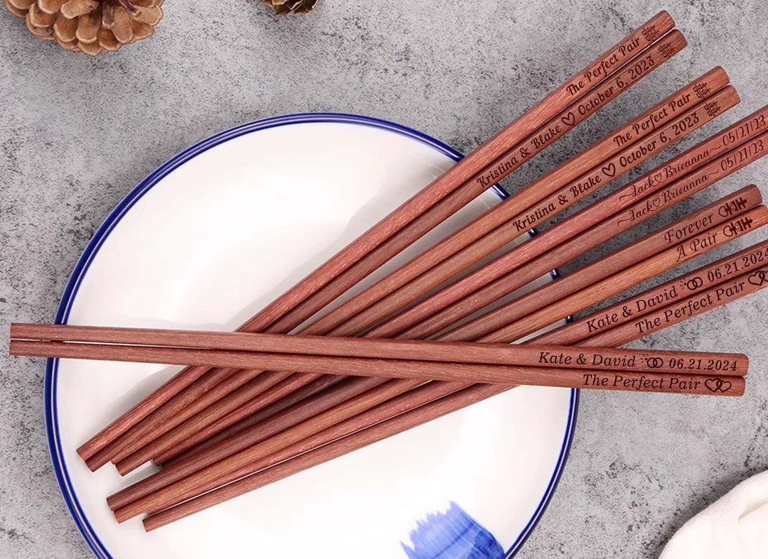 Personalized Engraved Chopsticks in Organza Bag Wedding Party Favors ...