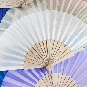Personalized Custom Sage Green Wooden Fabric Fans Wedding Party Favors ...