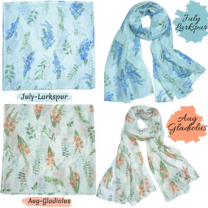 Birth Flower Scarf Birthday Gifts Women Personalized Custom Name ...