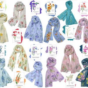 Birth Flower Scarf Birthday Gifts Women Birth Month Flower Daisy Scarf ...
