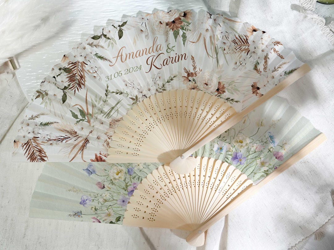 Personalized Hand Fans Custom Folding Fans Monogram Printed Floral ...