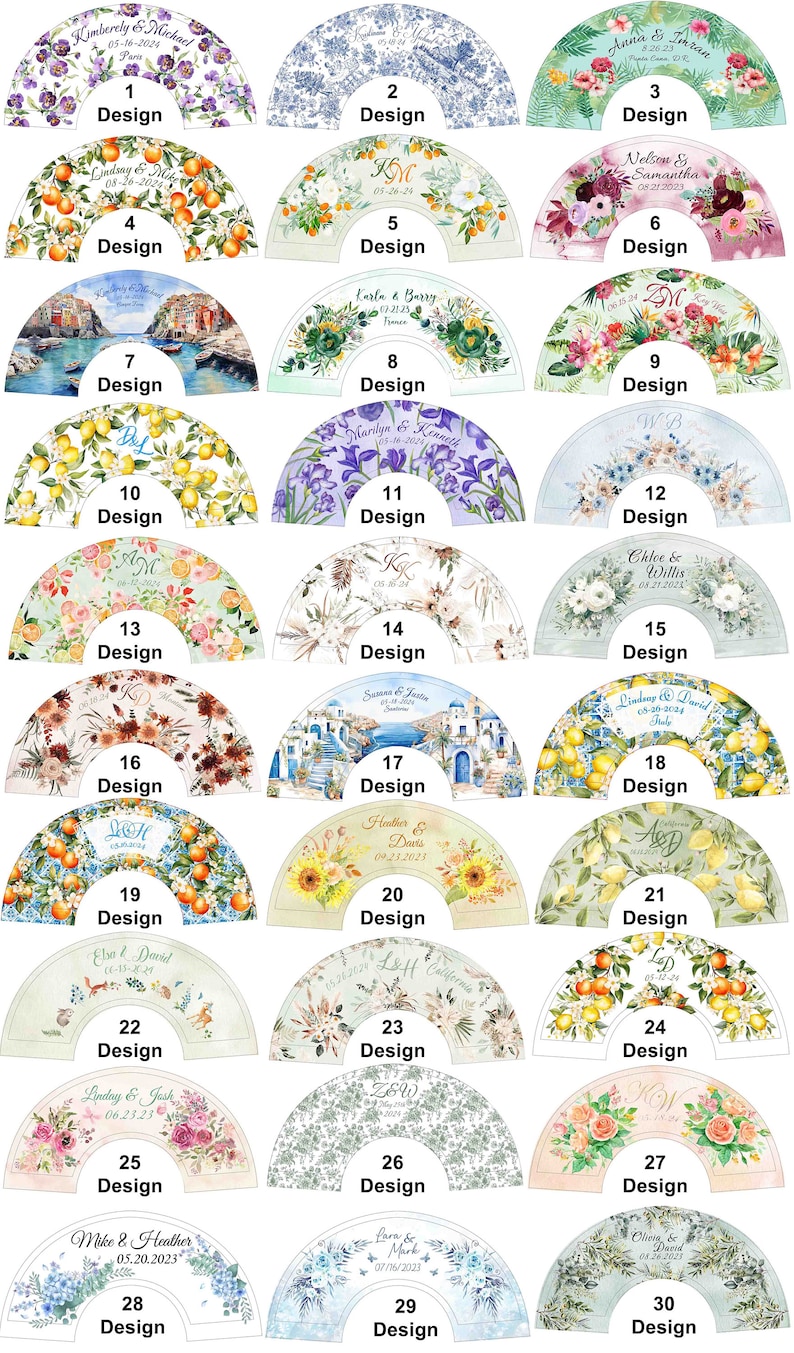 High End Personalized Custom Fans Wedding Dinner Prom Party Favors ...