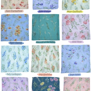 Birth Flower Scarf Women Birthday Gifts Birth Month Flower Scarf Shawl ...