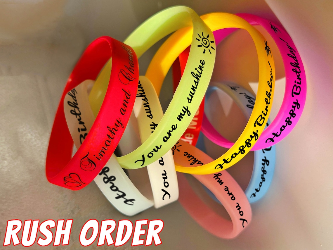 Rush Order Personalized Silicone Bracelet Custom Rubber - Etsy