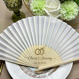 Personalized Custom Sage Green Fabric Fans Wedding Party Favors Gifts ...